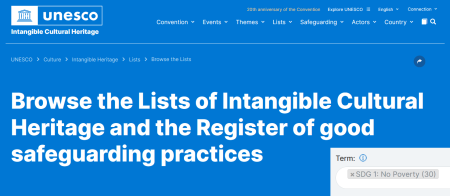 UNESCO Lists of Intangible Cultural Heritage: SDG 1 | ICCROM | Our Collections Matter